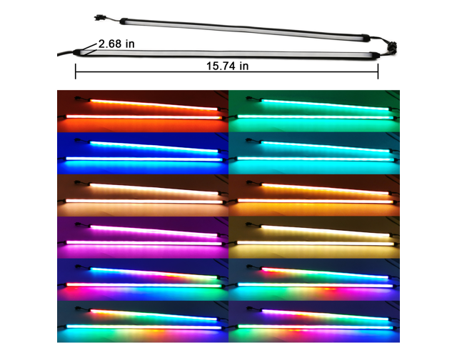 Airgoo NEON Addressable RGB PC LED Light Strips, 2x15.7inch WS2812B ...