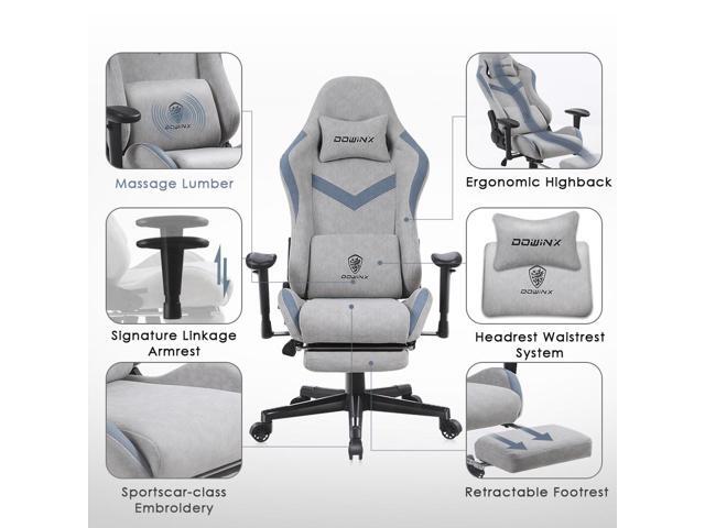 Dowinx Gaming Chair Breathable Fabric Office Chair with Massage Lumbar ...