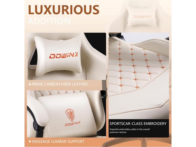 Dowinx PU Leather Gaming Chair with Massage Lumbar Support High Back Adjustable Office PC Chair ...