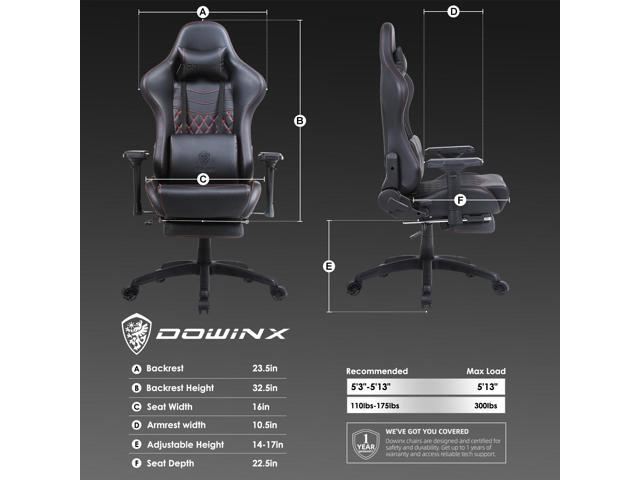 Dowinx Gaming Chair with Massage Lumbar Support High Back 4D Armrest Adjustable Computer Chair ...