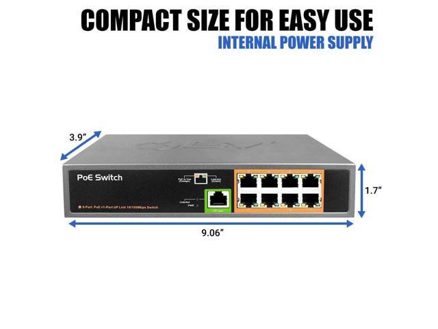BV TECH POE-SW801 PoE Switch,Camera Inputs 8,5-13/16" L - Newegg.com