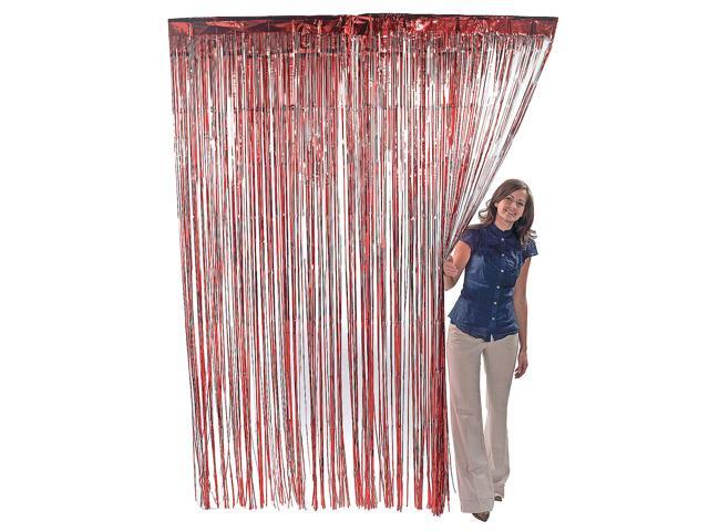 Fun Express - Red Metallic Fringe Curtain for Party - Party Decor ...