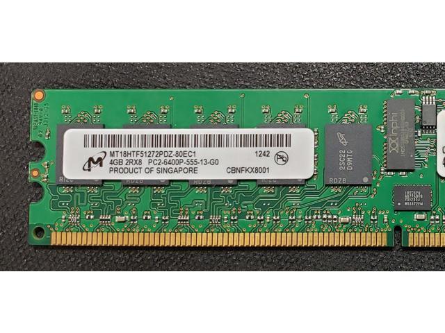 MT18HTF51272PDZ-80EC1 Micron 4GB 800MHZ RDIMM PC2-6400 DDR2-800MHz ECC ...