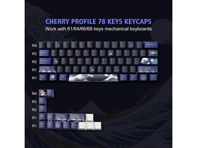 PBT Keycaps 60 Percent, Great Wave Off Kanagawa Japanese Keycaps, DYE ...