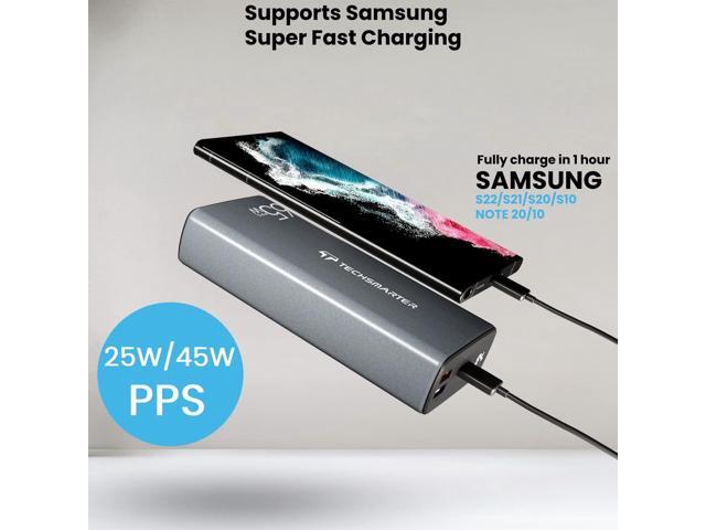 TECHSMARTER 30000mah 65W USB-C PD Power Bank with 45W Samsung Super ...