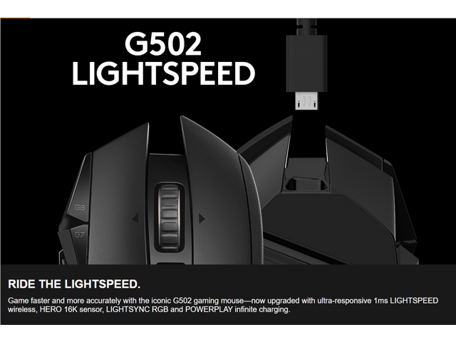 Logitech G502 LIGHTSPEED Wireless Gaming Mouse with HERO Sensor and ...