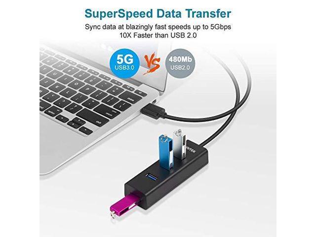 4Port USB 30 Hub Long Cable 48inch with Micro USB Charging Port Fast ...