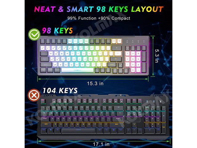 GK98 Wireless Gaming Keyboard,2.4G Rechargeable RGB Gaming Keyboard,RGB ...