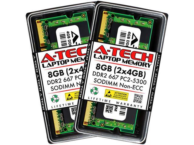 A-Tech 8GB (2x4GB) DDR2 667MHz SODIMM PC2-5300 Non-ECC Unbuffered CL5 1 ...