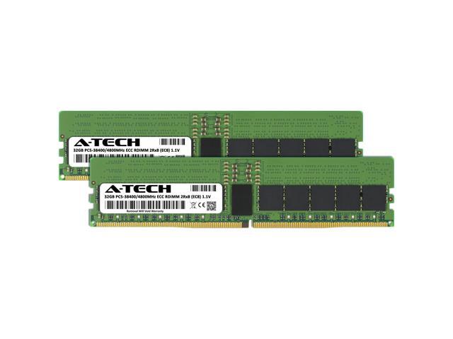 A-Tech 64GB (2x32GB) 2Rx8 PC5-38400R DDR5 4800 MHz EC8 RDIMM ECC Registered DIMM 288-Pin Dual ...