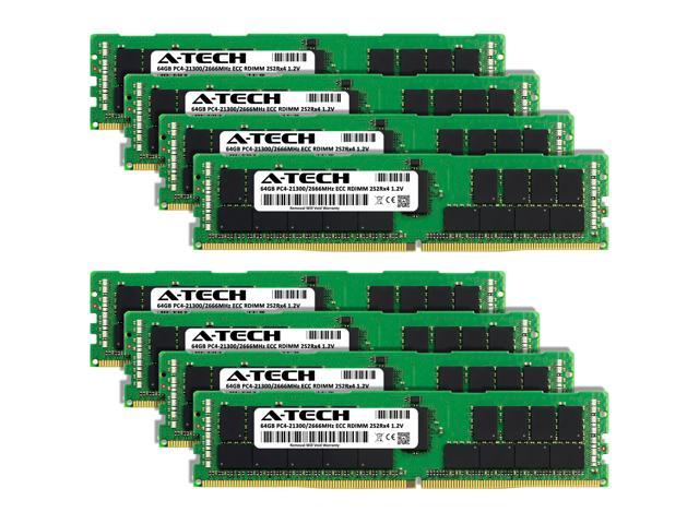A-Tech 512GB (8x64GB) 2S2Rx4 (4Rx4 3DS) PC4-21300R DDR4 2666 MHz ECC ...