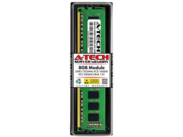 A-Tech 8GB 2Rx8 PC3-10600E DDR3 1333 MHz ECC UDIMM 1.5V ECC Unbuffered ...