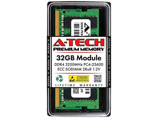 A-Tech 32GB DDR4 3200 MHz ECC SODIMM PC4-25600 ECC Unbuffered SO-DIMM ...