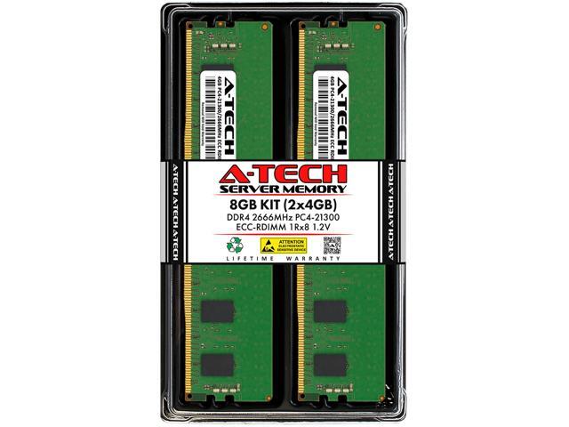 A-Tech 8GB (2x4GB) 1Rx8 PC4-21300R DDR4 2666 MHz ECC RDIMM Registered ...