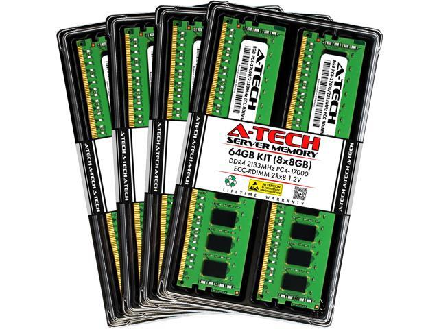A-Tech 64GB (8x8GB) 2Rx8 PC4-17000R DDR4 2133 MHz ECC RDIMM Registered ...