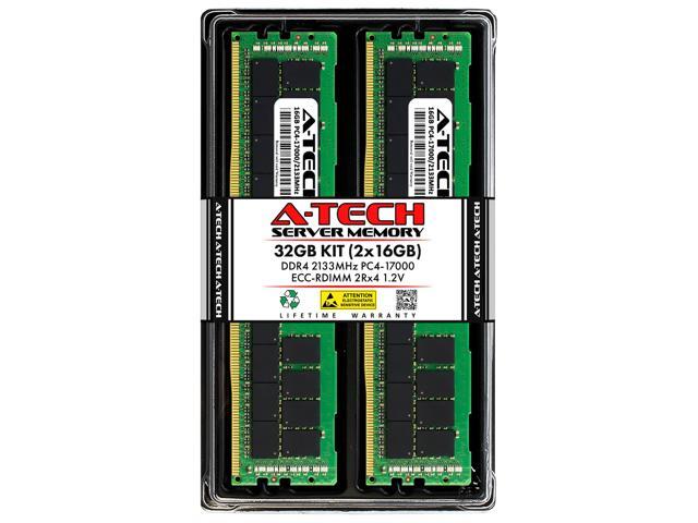 A-Tech 32GB (2x16GB) 2Rx4 PC4-17000R DDR4 2133 MHz ECC RDIMM Registered ...