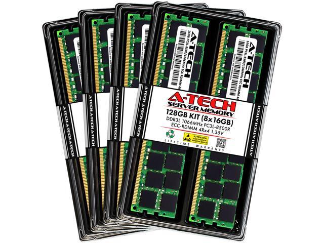 A-Tech 128GB (8x16GB) 4Rx4 PC3L-8500R DDR3 / DDR3L 1066 MHz ECC RDIMM 1 ...