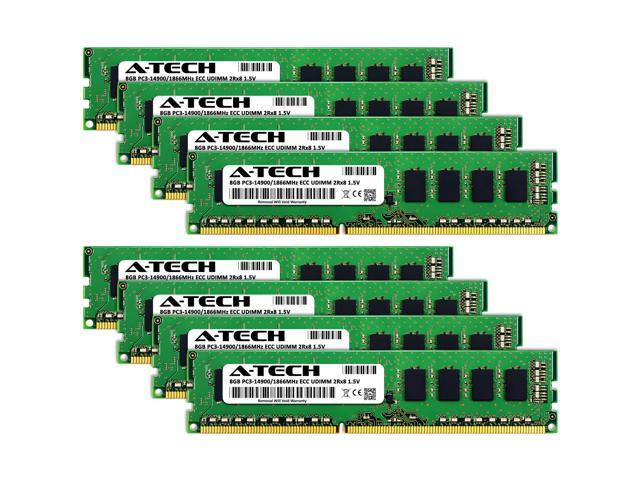 A-Tech 64GB (8x8GB) 2Rx8 PC3-14900E DDR3 1866 MHz ECC UDIMM 1.5V ECC ...