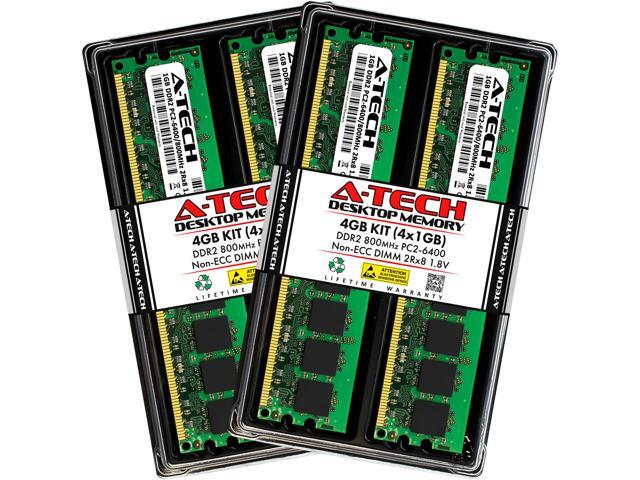 A-Tech 4GB (4x1GB) DDR2 800MHz DIMM PC2-6400 UDIMM Non-ECC 1.8V CL6 240-Pin Desktop Computer RAM ...