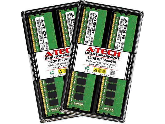 A-Tech 32GB (4x8GB) DDR4 2666MHz DIMM PC4-21300 UDIMM Non-ECC ...