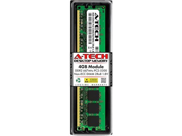 A-Tech 4GB DDR2 667MHz DIMM PC2-5300 UDIMM Non-ECC 1.8V CL5 240-Pin ...