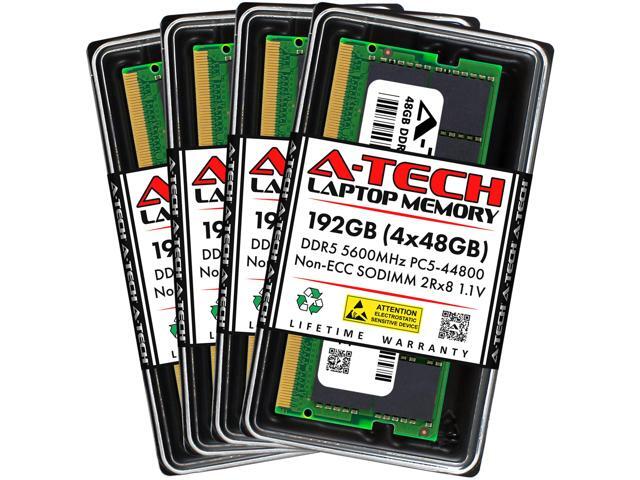 A-Tech 192GB (4x48GB) DDR5 5600MHz SODIMM PC5-44800 Non-ECC Unbuffered CL46 1.1V 262-Pin 2Rx8 ...