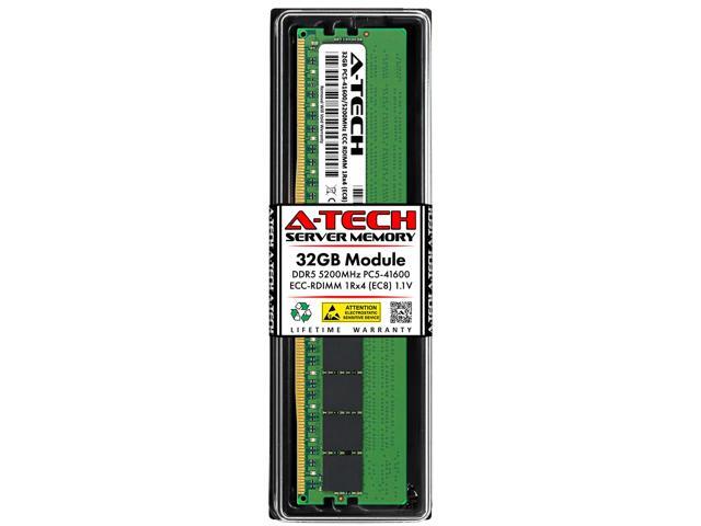 A-Tech 32GB 1Rx4 PC5-41600R DDR5 5200 MHz EC8 RDIMM ECC Registered DIMM ...