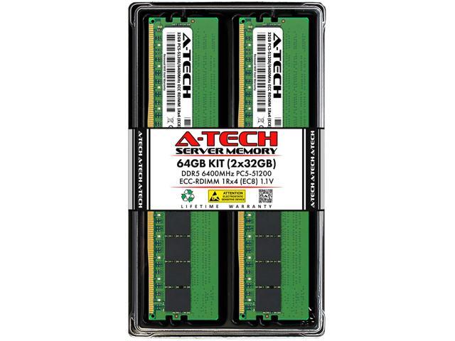 A-Tech 64GB (2x32GB) 1Rx4 PC5-51200R DDR5 6400 MHz EC8 RDIMM ECC ...