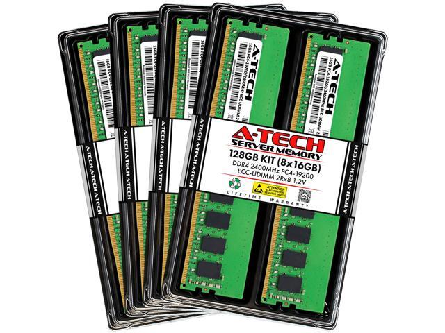 A-Tech 128GB (8x16GB) 2Rx8 PC4-19200E DDR4 2400 MHz ECC UDIMM ...