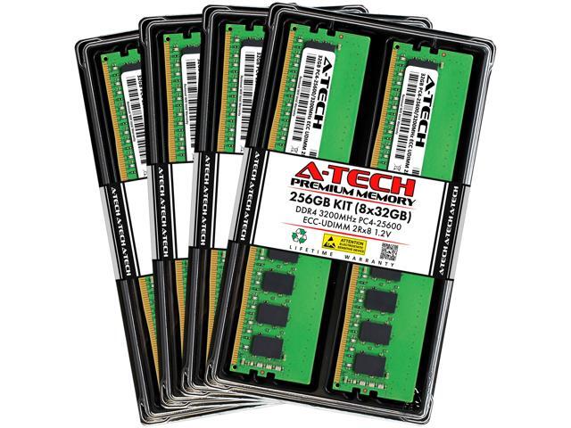 A-Tech 256GB (8x32GB) 2Rx8 PC4-25600E DDR4 3200 MHz ECC UDIMM ...