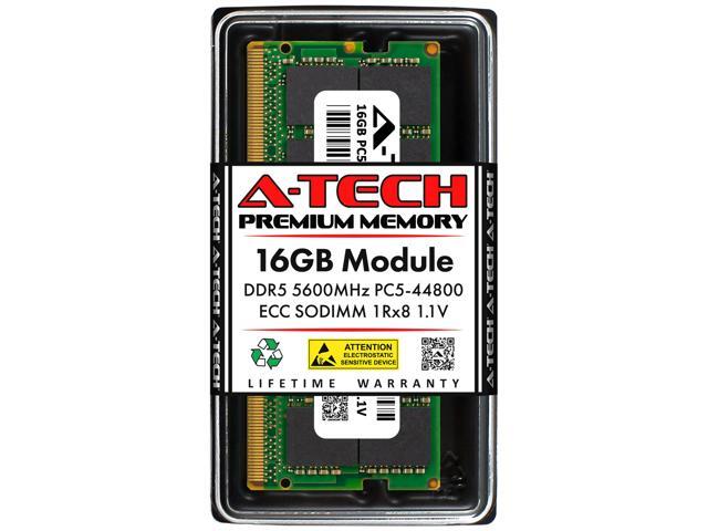 A-Tech 16GB DDR5 5600 MHz ECC SODIMM PC5-44800 ECC Unbuffered SO-DIMM ...