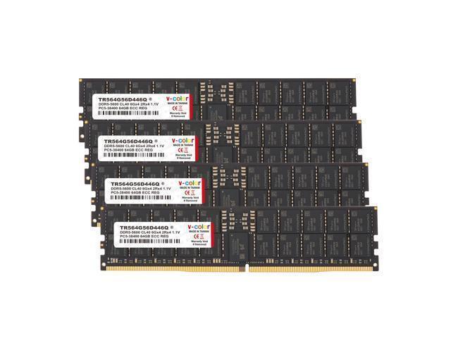 V-COLOR DDR5 256GB (64GBx4) 5600MHz CL46 4Gx4 2Rx4 ECC R-DIMM (ECC Registered DIMM) 1.1V Memory ...