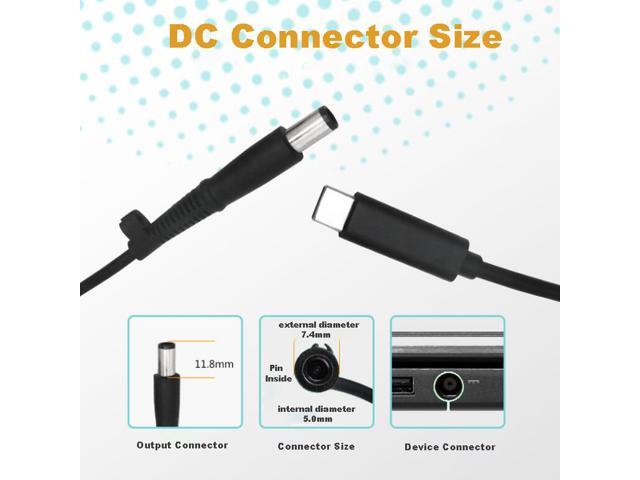 USB-C Type C to 7.4mm 5.0mm round Tip Charging Power Cable for Dell 65W ...