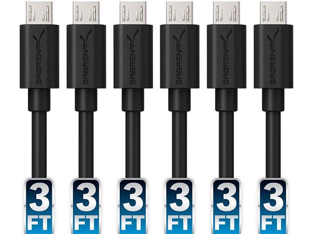SABRENT [6-Pack 22AWG Premium 3ft Micro USB Cables High Speed USB 2.0 A ...