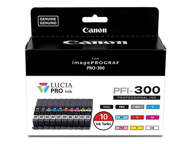 Canon PFI-300 Lucia PRO Ink, 10 Ink Tanks, Compatible to imagePROGRAF ...