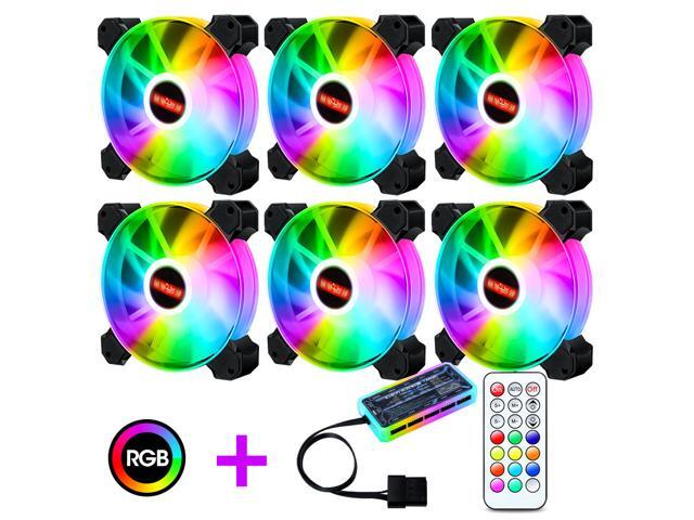 6-Pack 120mm RGB Case Fan with Remote Controller, Computer Case 12cm ...