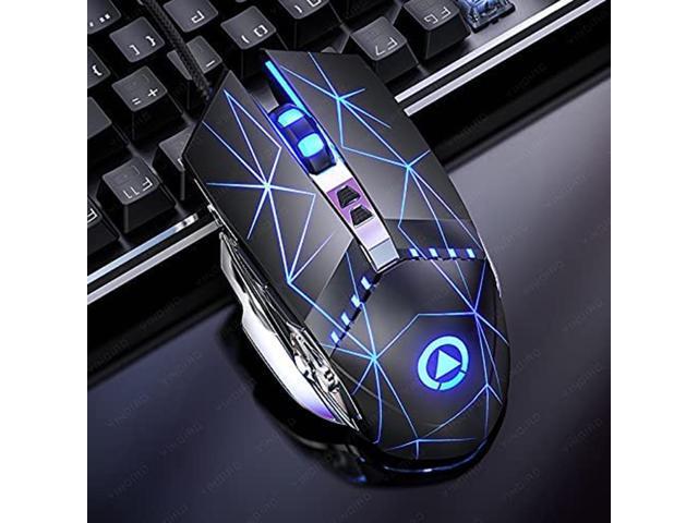 Silent Click Gaming Mouse, USB Wired Computer Mouse with RGB Backlit, 4 Adjustable DPI Up to ...