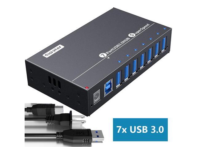 Powered USB Hub, 7-Port USB 3.0 Hub with LED Indicator Multiport USB ...
