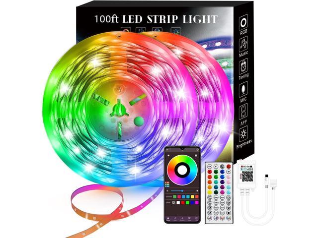 100FT Smart LED Strip Lights (2 Rolls of 50ft), LED RGB Strip Lights ...