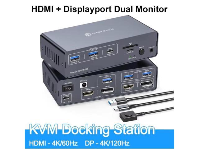 Hitoor KVM Switch 2 Monitors 2 Computers USB C Docking Station with ...