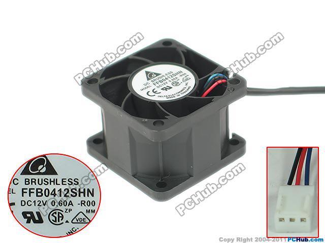 Delta Electronics FFB0412SHN -R00 DC 12V 0.60A 40x40x28mm 3-wire Server ...