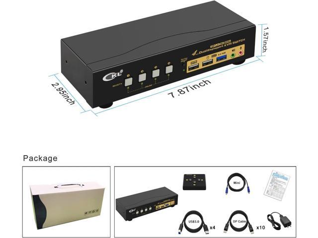 CKL 4 in 1 out DP1.4 USB3.0 KVM Switch Support Dual Monitor Extend Display 8K 30Hz 4K 120HZ ...