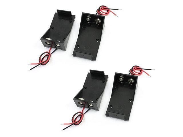 4pcs 9V Battery Holder Box with 2X Lead Wire Spring Clip DIY Plastic ...
