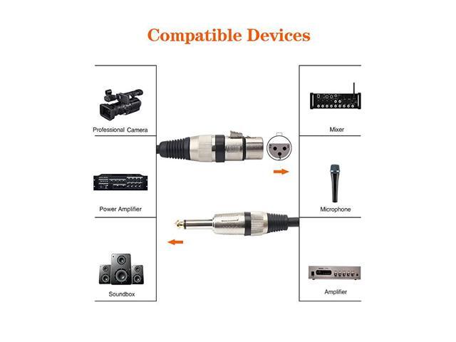 Female XLR to 14 635mm TS Mono Jack Unbalanced Microphone Cable Mic ...
