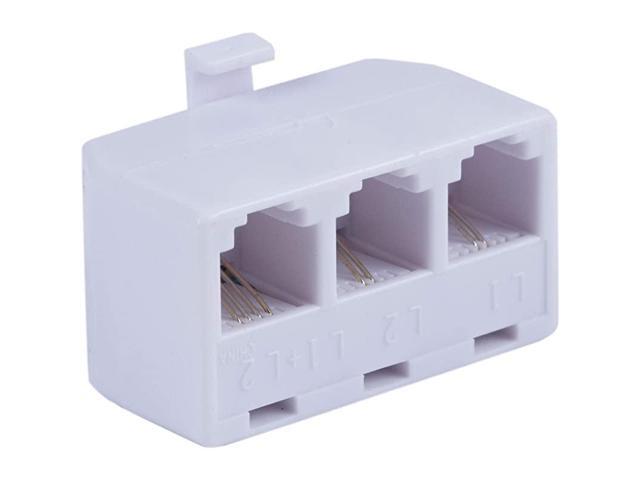 White 2Line inWall Telephone RJ11 Triplex Adapter Home or Office ...