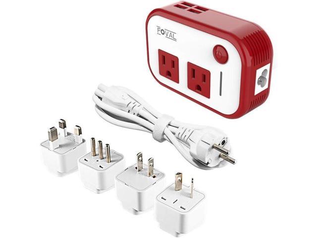 FOVAL Power Step Down 220V to 110V Voltage Converter with 4-Port USB ...