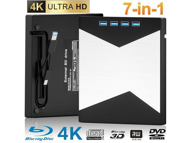 SMA External Blu Ray Drive, 4K Portable Blu Ray Burner USB 3.0 Type-C ...