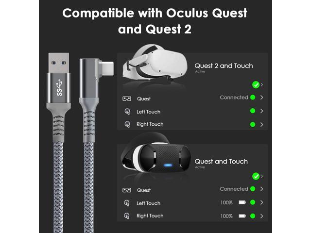 20ft / 6M Nylon Braided VR Link Cable for Oculus Quest 2 and PC/Steam ...
