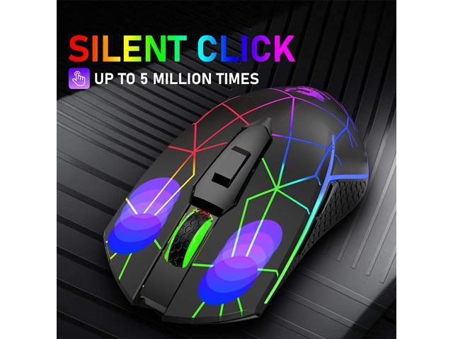 Wireless Gaming Mouse with 2.4Ghz USB Receiver Rainbow RGB Backlight ...