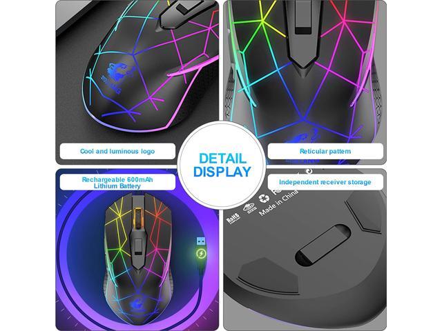 Wireless Gaming Mouse with 2.4Ghz USB Receiver Rainbow RGB Backlight ...